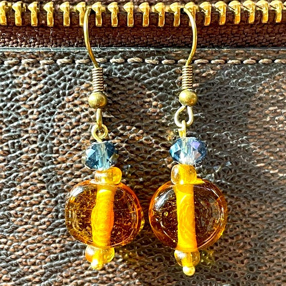 Khephra | Jewelry | Handcrafted Glass Lampwork Bead Earrings Amber ...